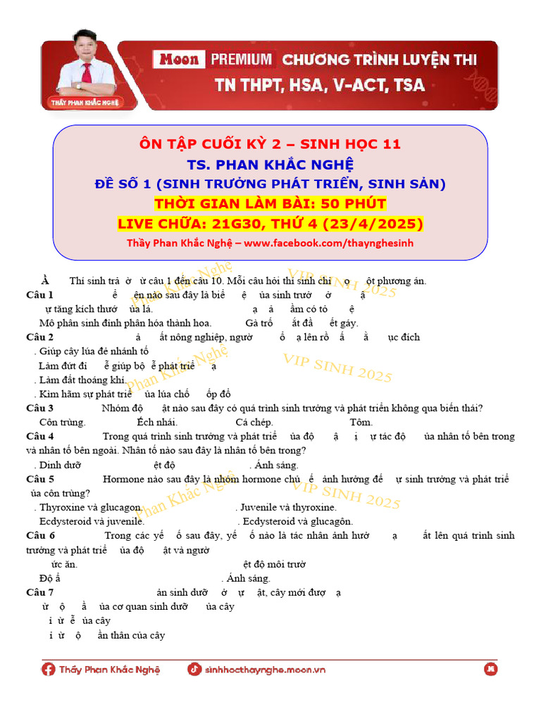 PCU IK 2 Sinh H C11: Ts. Phan KH C NGH | PDF