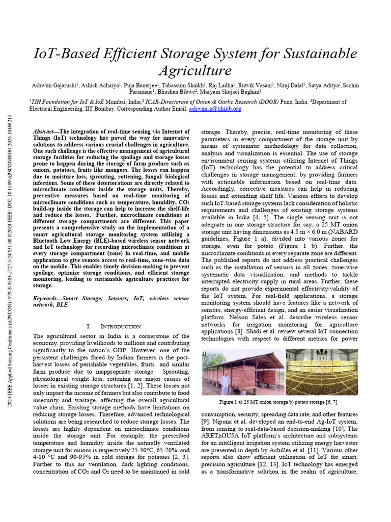 Iot Based Efficient Storage System For Sustainable Agriculture Pdf