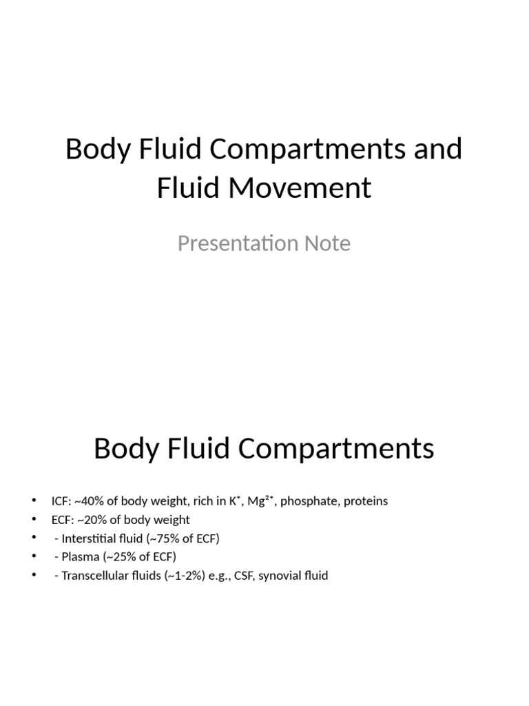 Body Fluid Compartments Overview | PDF