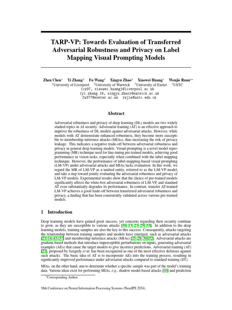 TARP-VP Towards Evaluation of Transferred Adversarial Robustness and Privacy On Label Mapping ...