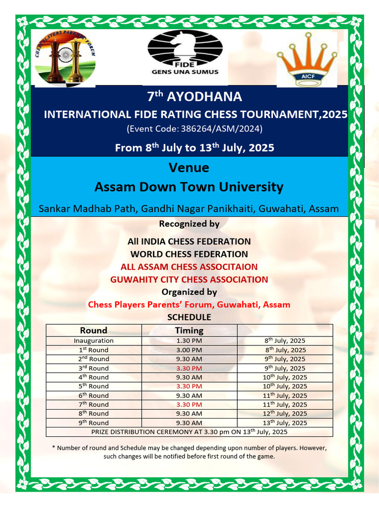 7th Ayodhana Tiournamment Brouchure | PDF | Abstract Strategy Games | Sports