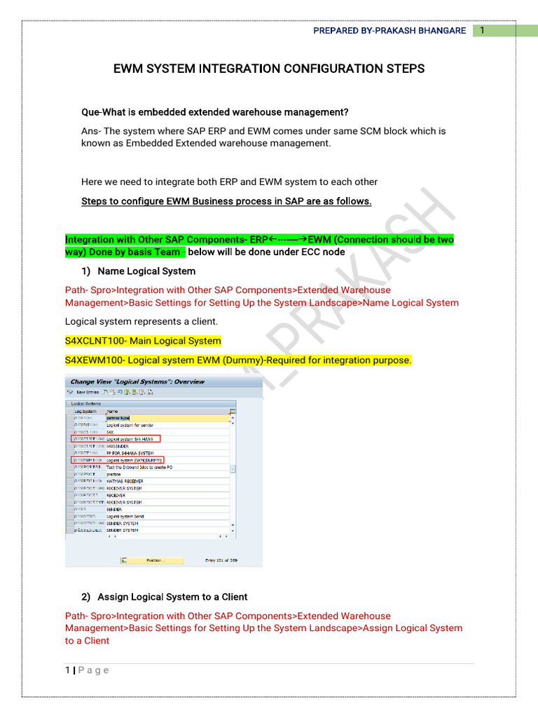 SAP EWM System Integration and Configuration | PDF | Warehouse | Logistics