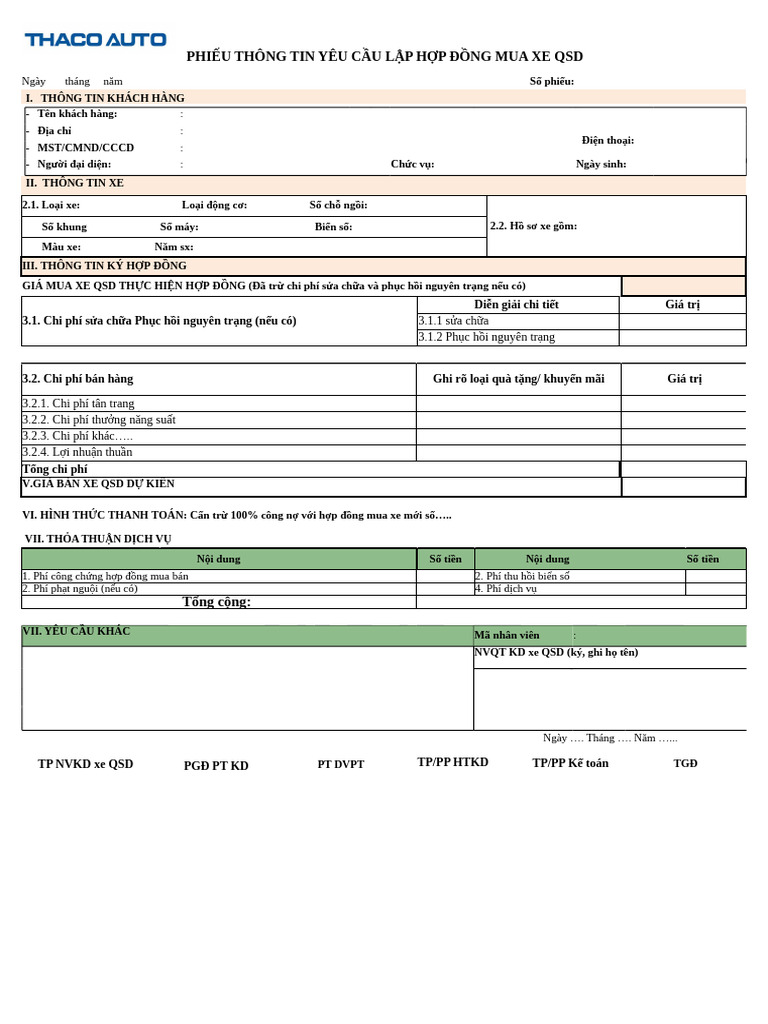 15. PYC lập HĐ Mua xe - QSD | PDF