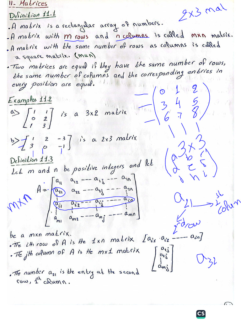 MTH 207 - Lecture 16 - Matrices | PDF