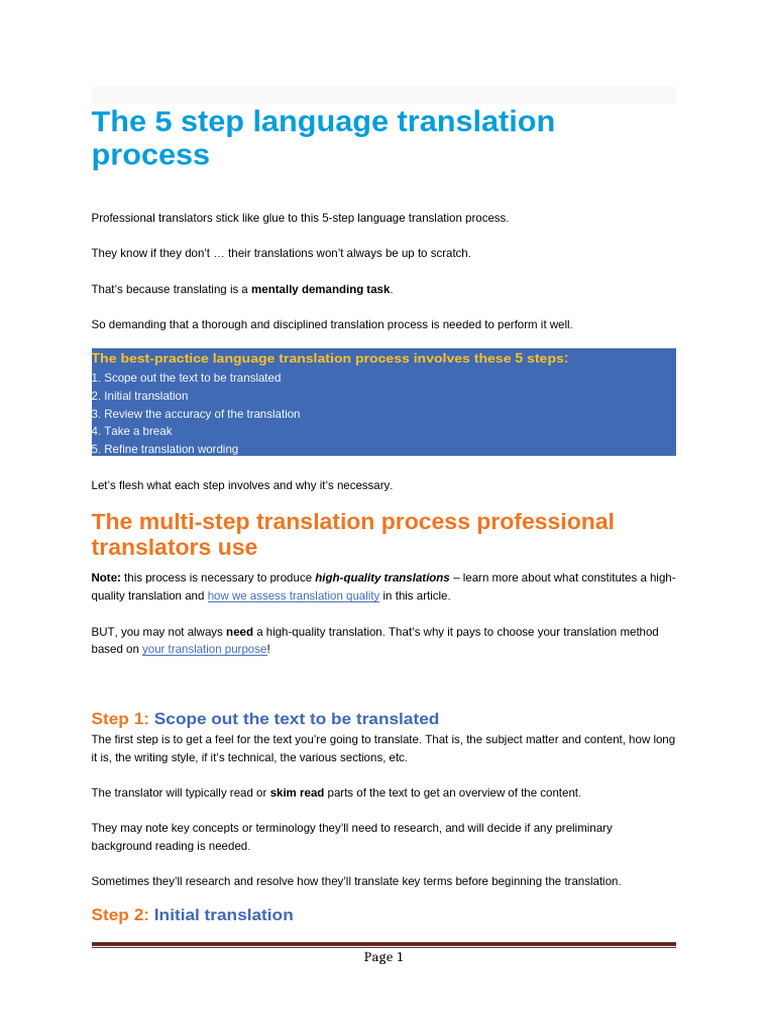 5 Steps of Language Translation | PDF | Translations | Proofreading