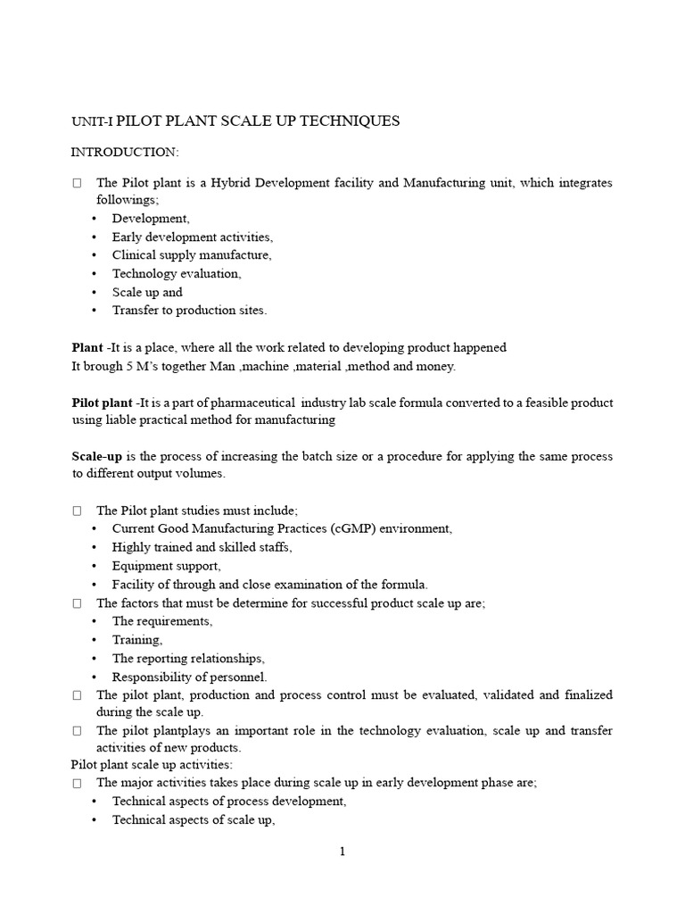 Pilot Plant Scale Up | PDF | Tablet (Pharmacy)