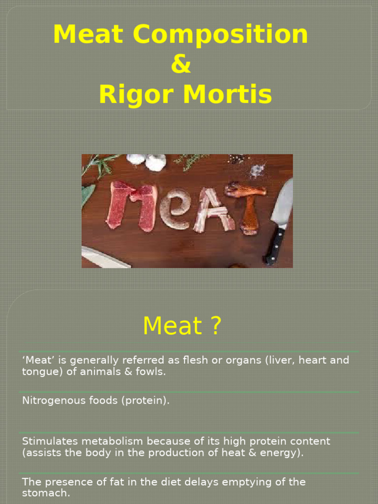 Meat Composition & Rigor Mortis-1 | PDF | Meat | Proteins