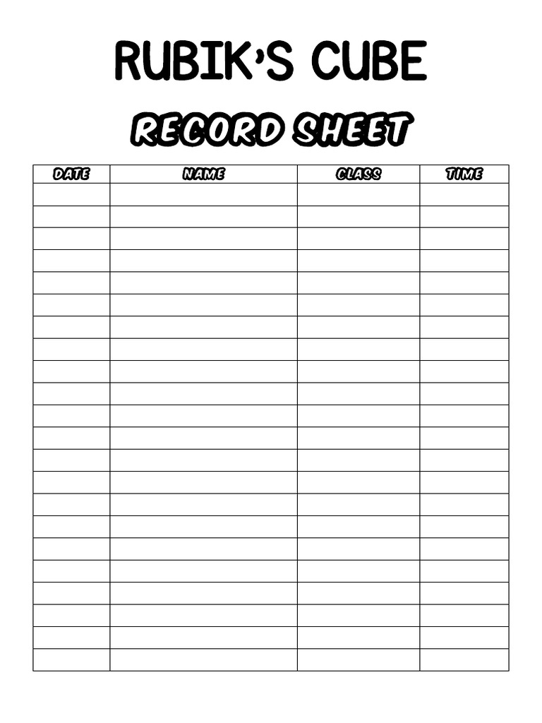 Rubik's Cube Record Sheet | PDF