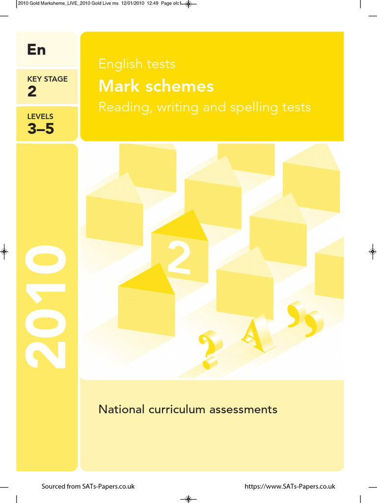 2010 Key Stage 2 English Mark Schemes | PDF | Linguistics