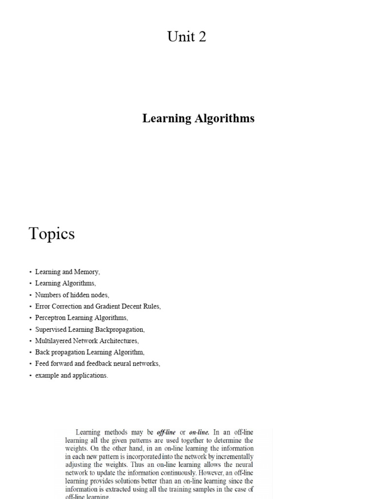 ANN Unit 2 Notes A | PDF
