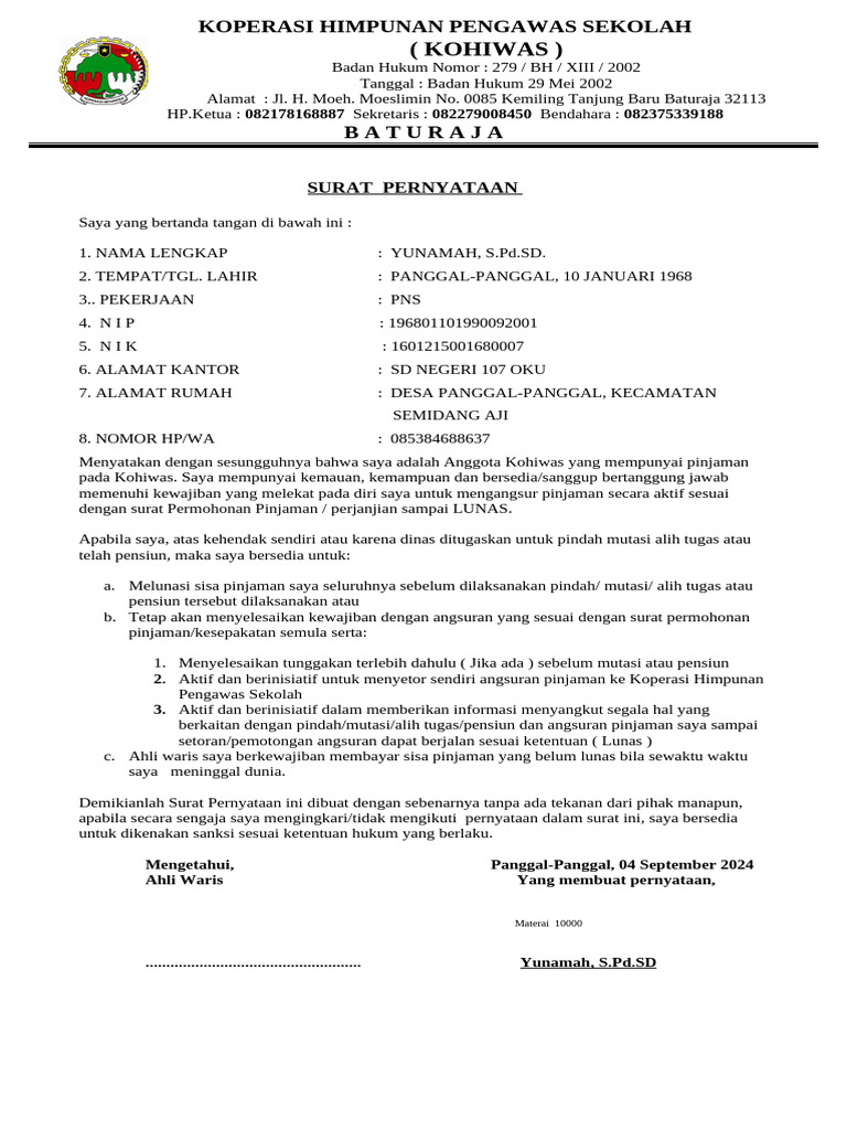 Permohonan Pinjaman Dan SRT Pernyataan (Guru) - 1 | PDF