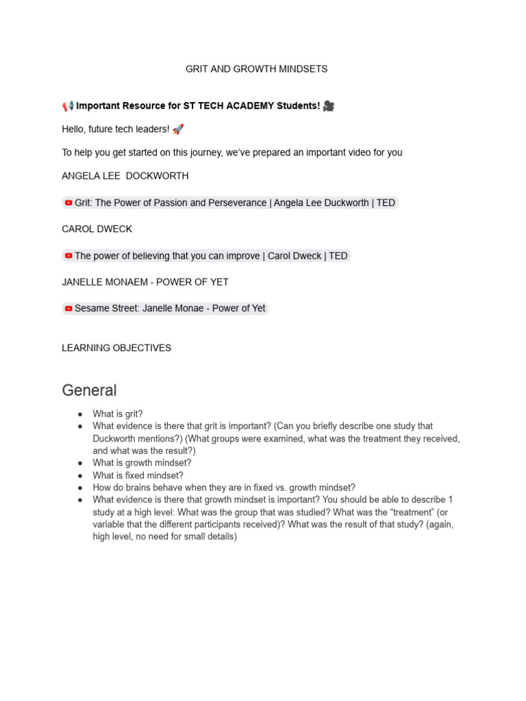 Developing A Resilient Mindset Project | PDF | Mindset | Grit ...
