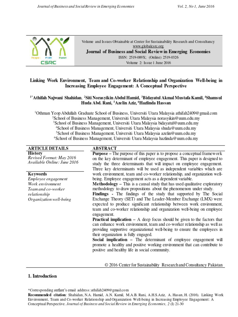 Linking Work Environment Team and Co Wor | PDF | Business | Social ...
