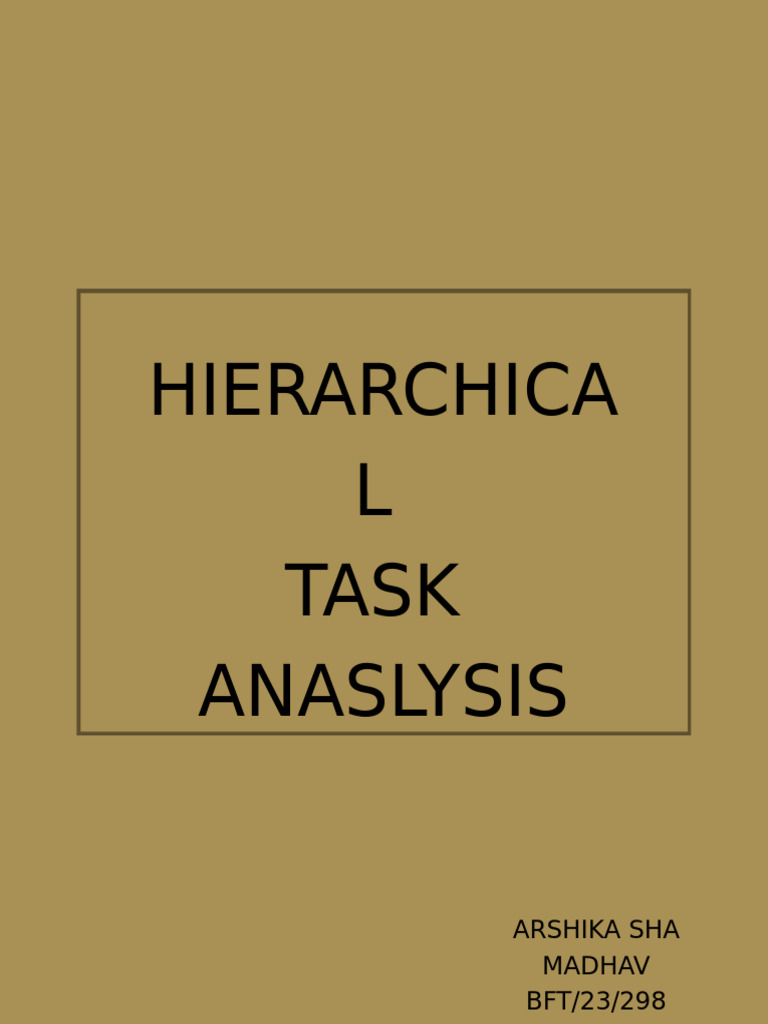 Hierarchical Task Analysis | PDF