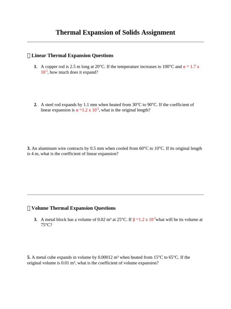 Thermal Expansion - Assignment | PDF