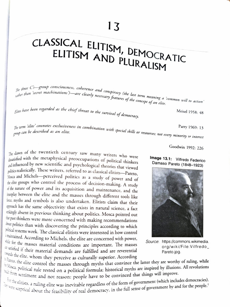 Elitism, Democratic Elitism and Pluralism | PDF