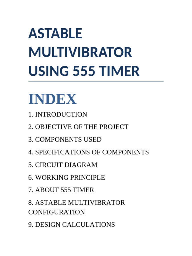 Astable Multivibrator 555 Timer Project | PDF | Electrical Engineering ...