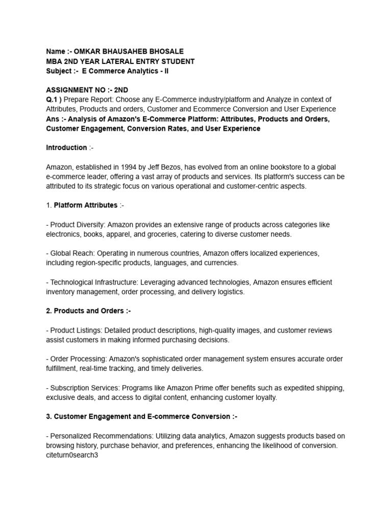 Omkar Bhausaheb Bhosale - 2nd Assignment - E Commerce | PDF | E Commerce | Usability