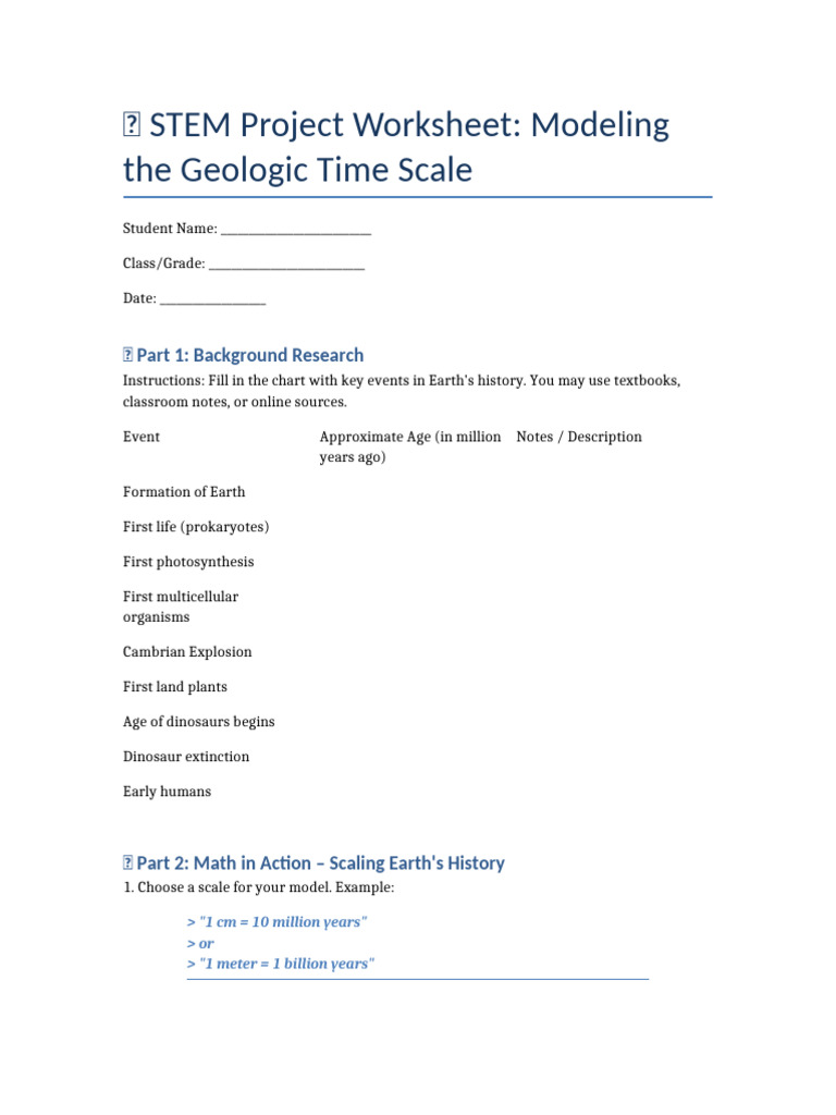 Geologic Time Scale STEM Worksheet | PDF