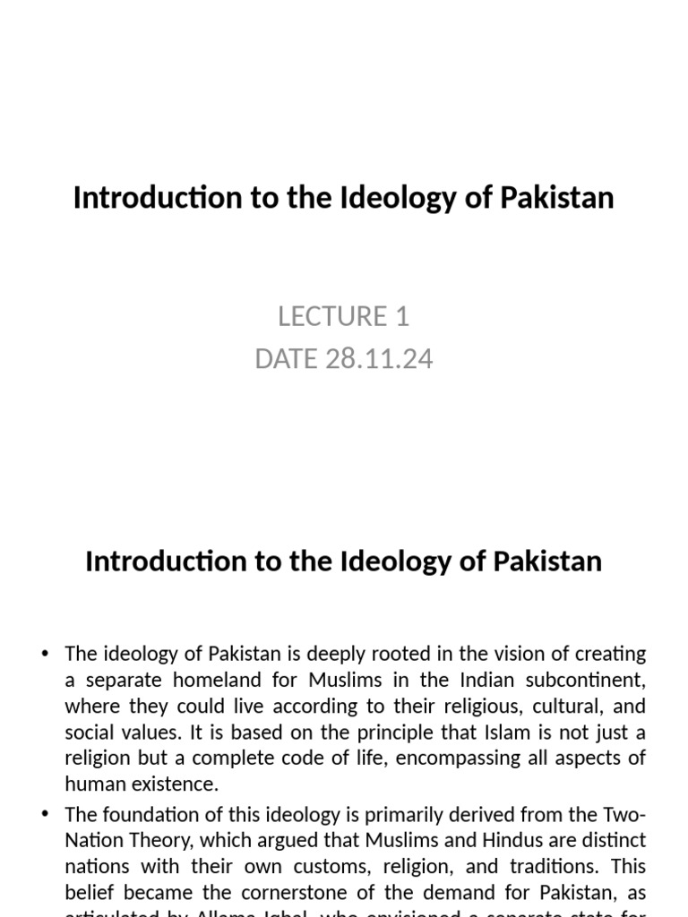 Introduction To The Ideology of Pakistan | PDF | Two Nation Theory ...