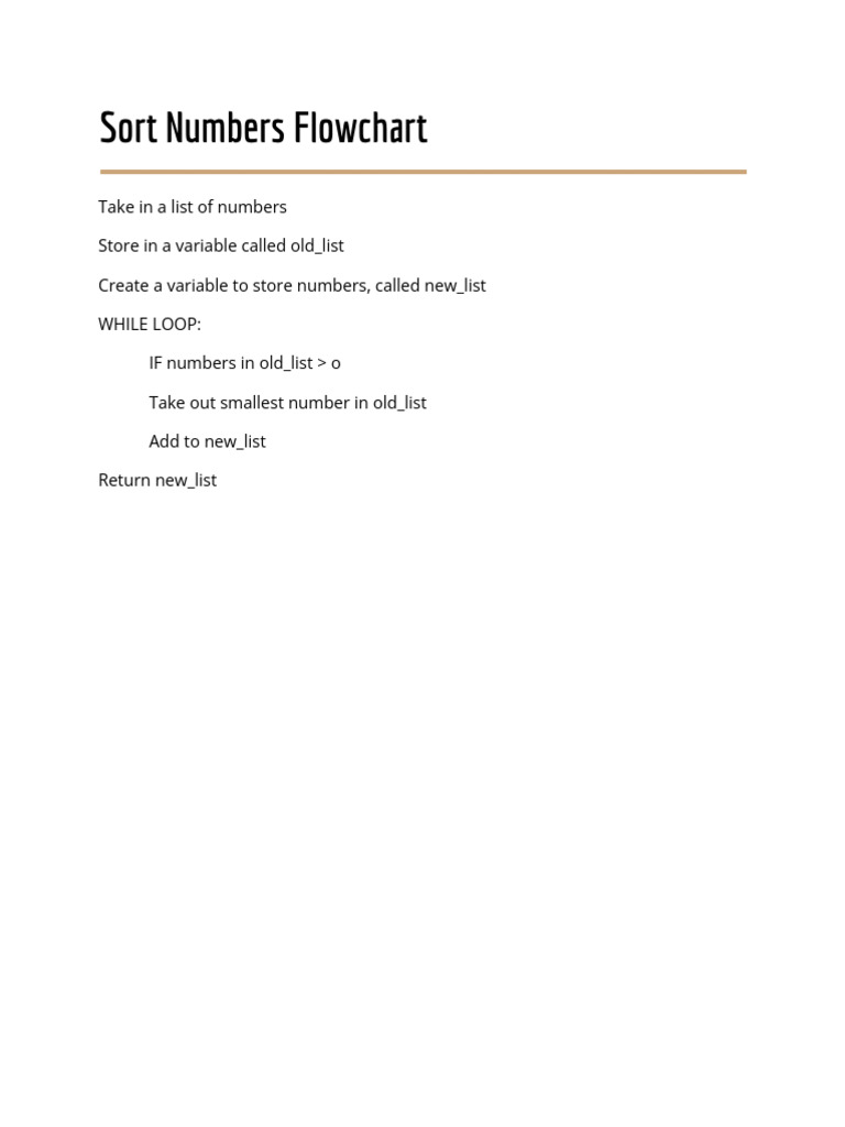 Sort Numbers Flowchart | PDF