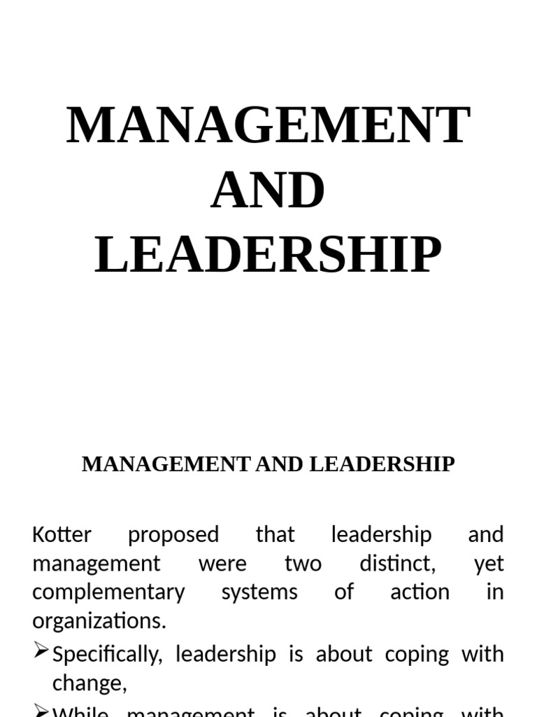 Management and Leadership Overview | PDF | Leadership | Control (Social ...