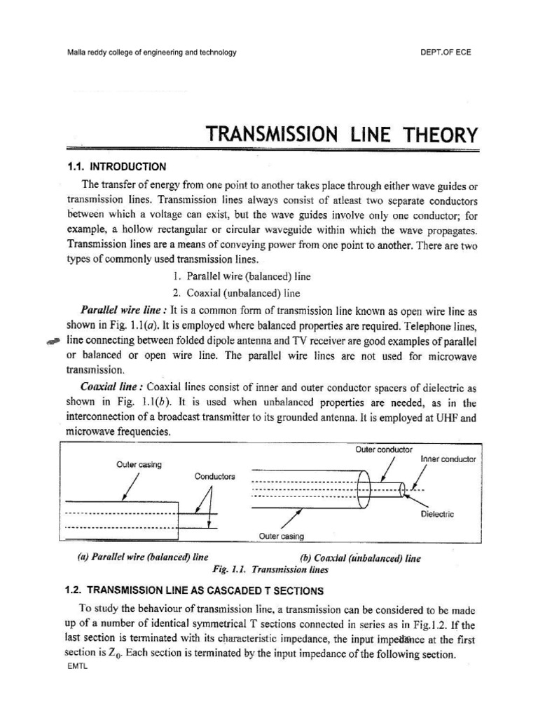 Transmission Lines EQUIVALENT CIRCUIT NOTES | PDF