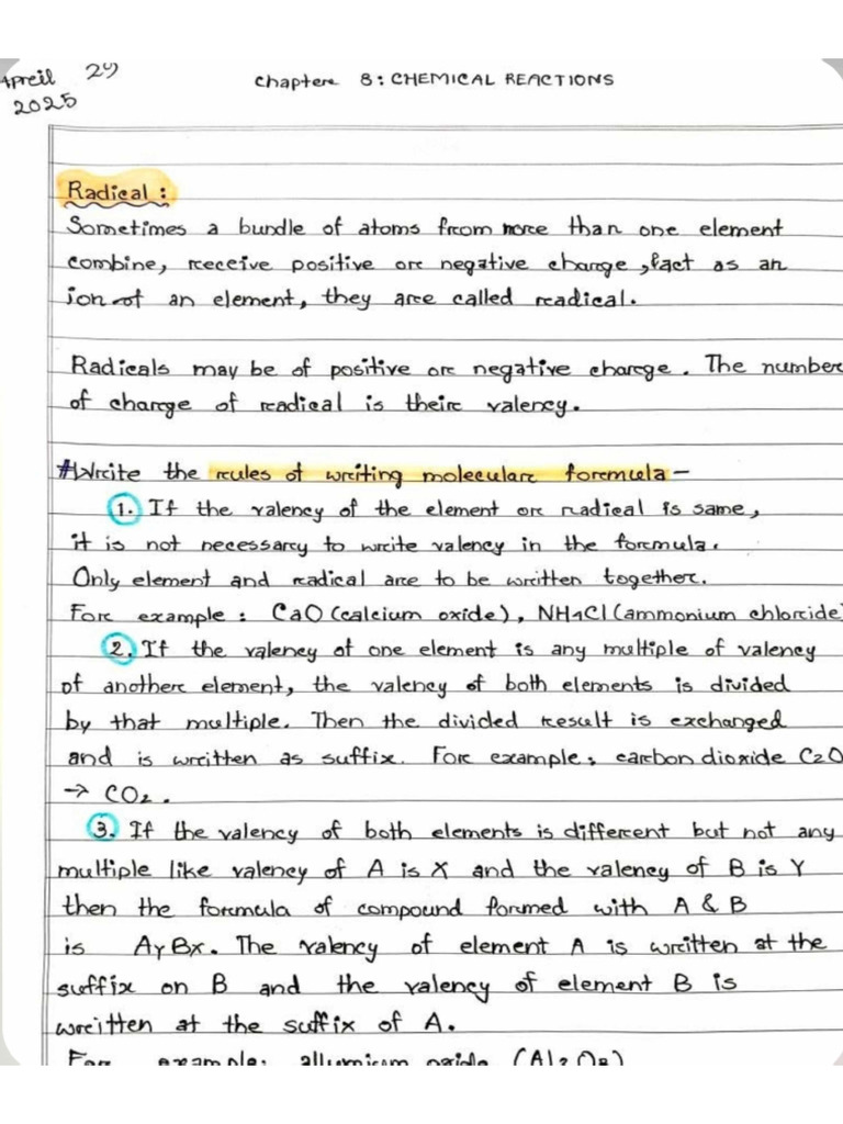 Chemistry: Chemical Reactions Notes | PDF