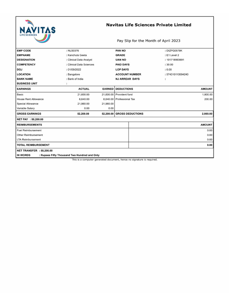 Old Company Pay Slips 2 Years Form 16 | PDF