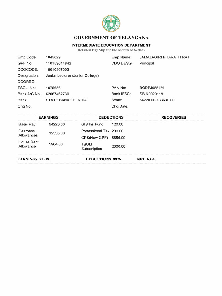 Pay Slips Bharath | PDF