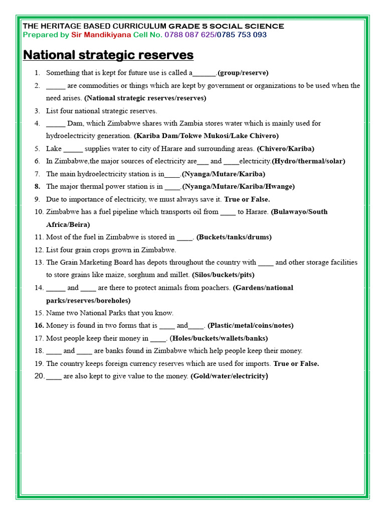 National Strategic Reserves in Zimbabwe | PDF
