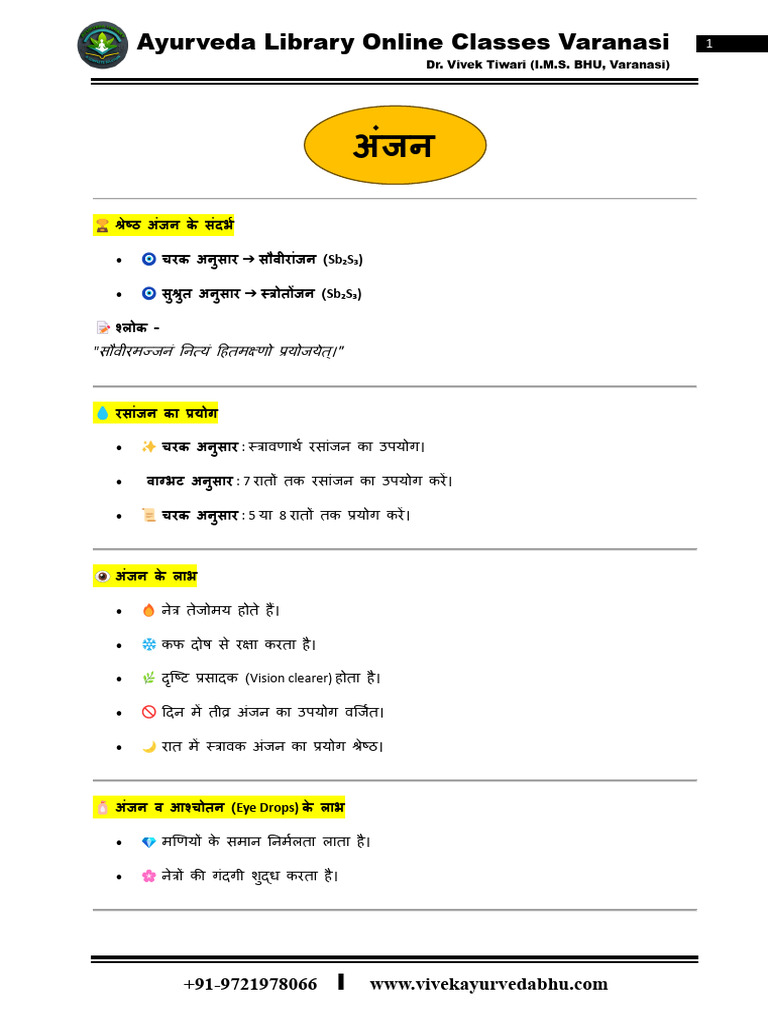 Anjana Vishesh - Ayurveda Library | PDF