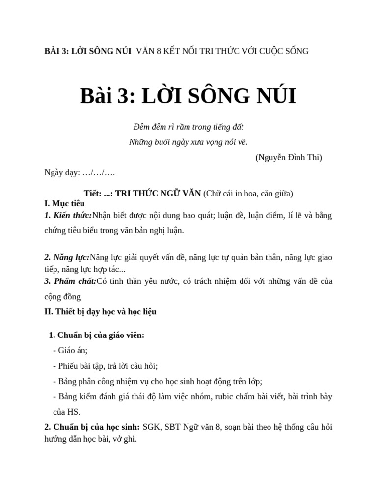 W Bài 3 L I Sông Núi | PDF