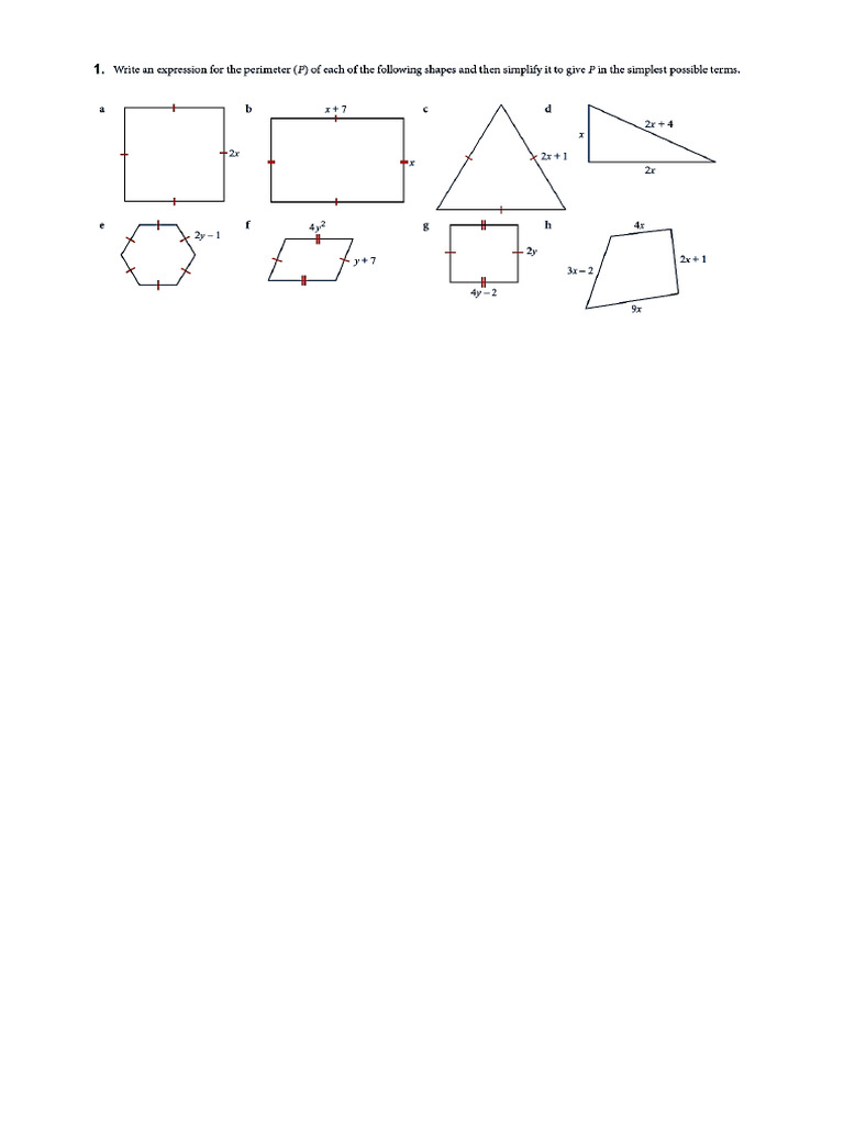 Add and Subtract Like Term in Perimeter | PDF