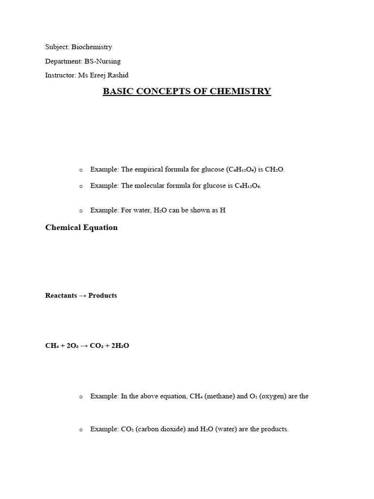 Chemical Formula, Equation, Reactions | PDF | Chemical Reactions ...