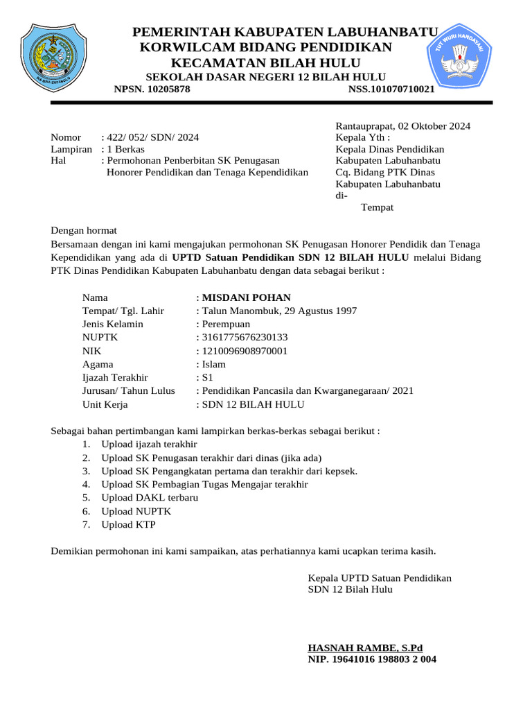 usulan sk dinas(1) | PDF