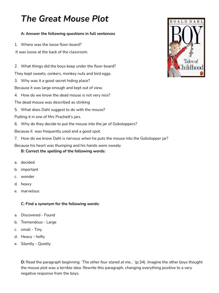 Pranshi Kapoor - Copy of 07d The Great Mouse Plot Worksheet | PDF