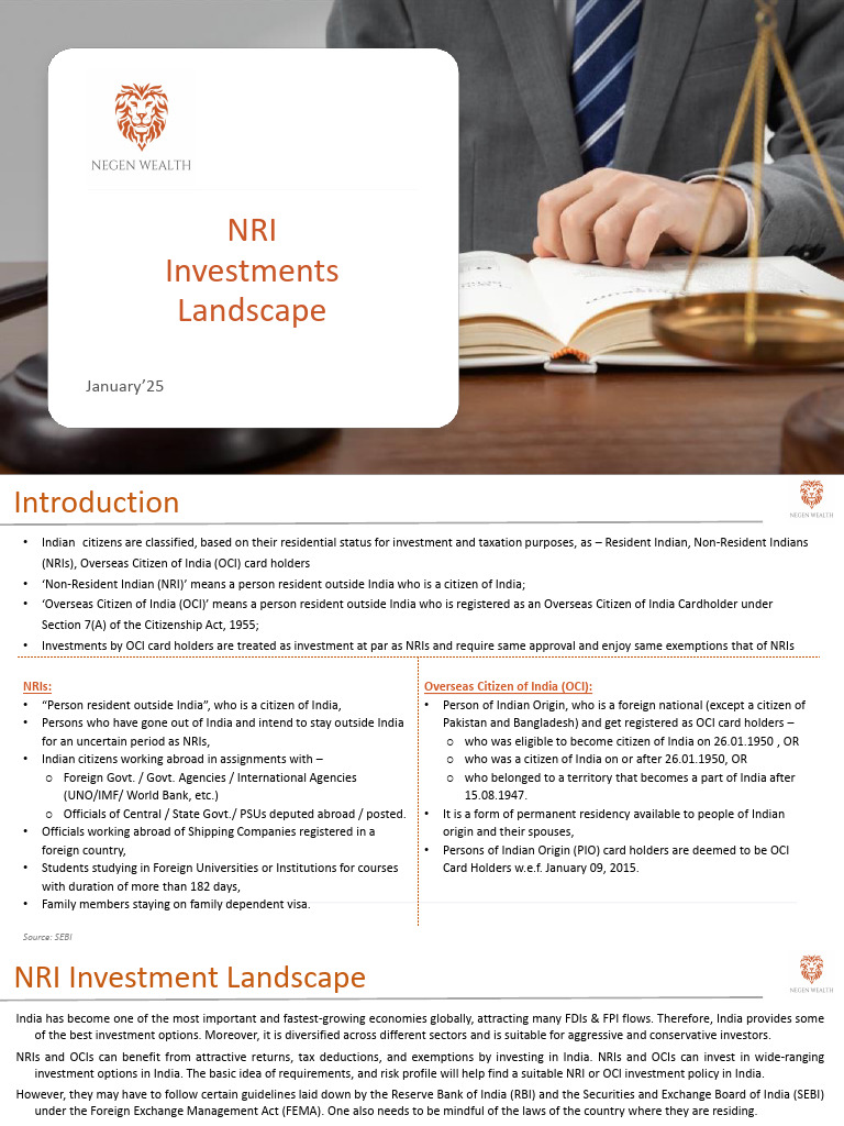 NRI Investment Deck - Jan'25 | PDF | Financial Economics | Business