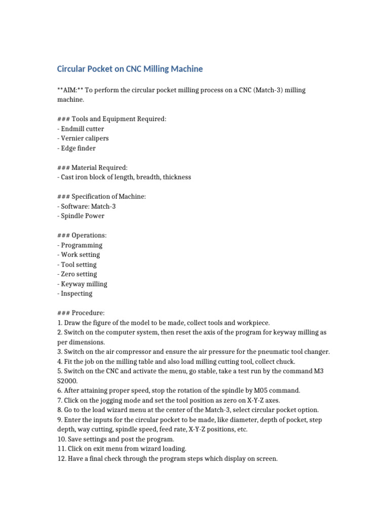 Circular Pocket Milling | PDF