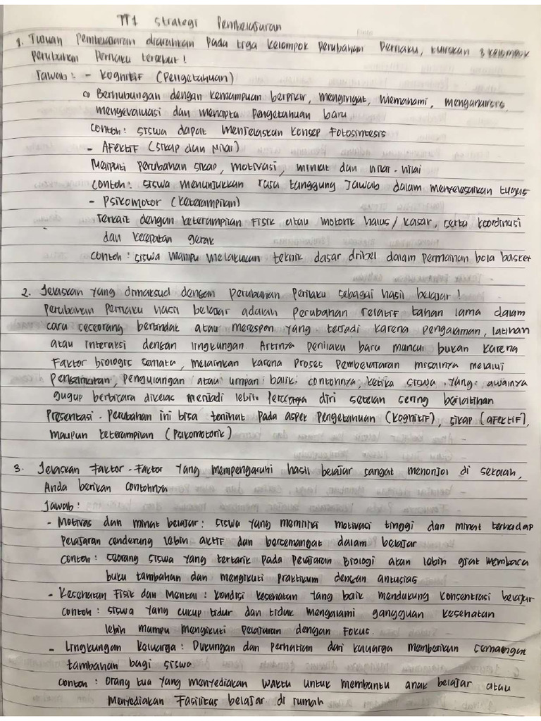 TT1 strategi pembelajaran | PDF