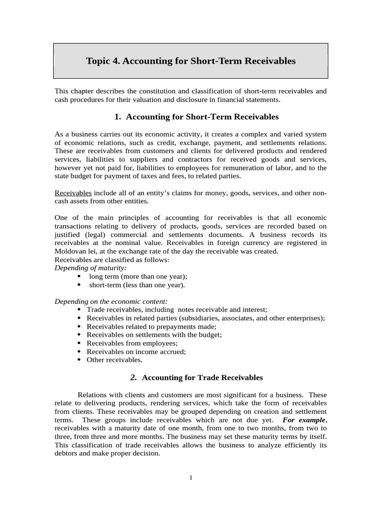 Accounting For Receivables | PDF | Debits And Credits | Expense