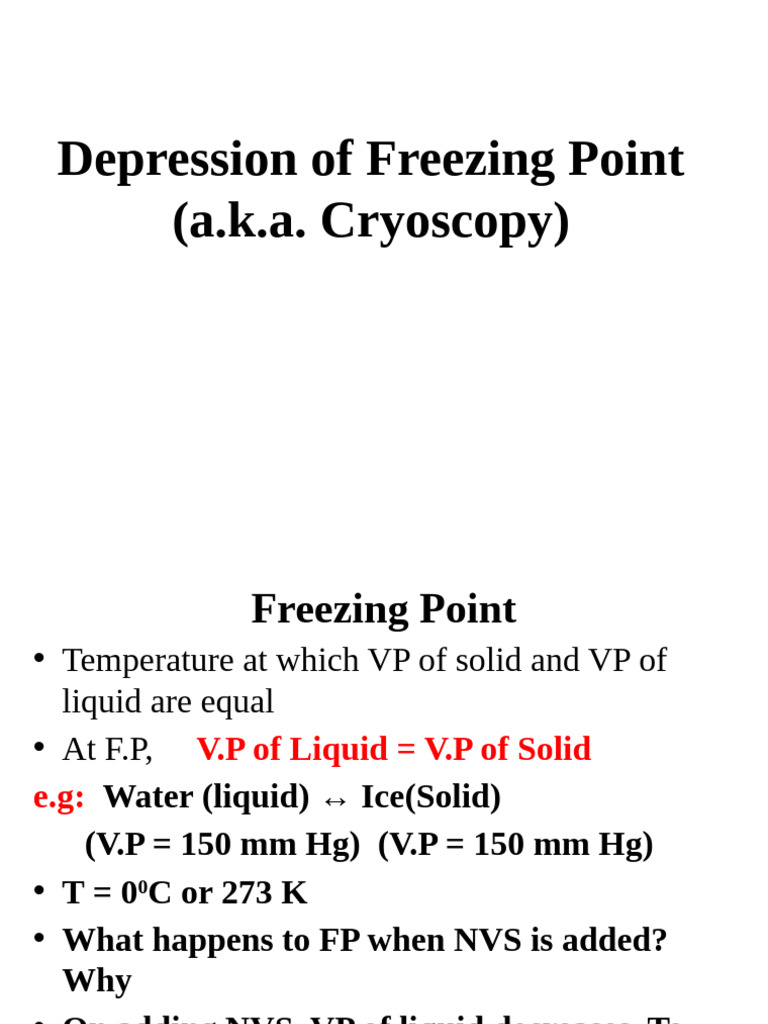 Depression in Freezing Point | PDF