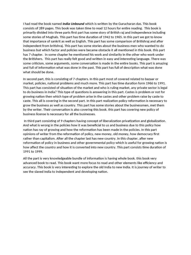 review of India Unbound | PDF