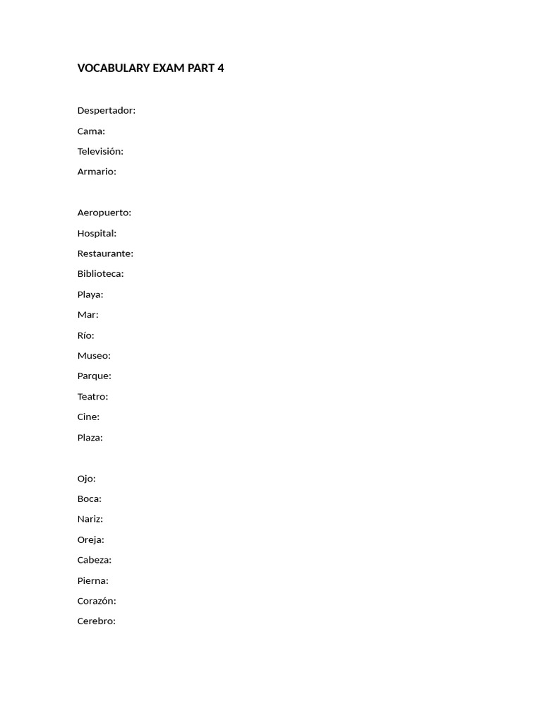 Vocabulary Exam Part 4 | PDF