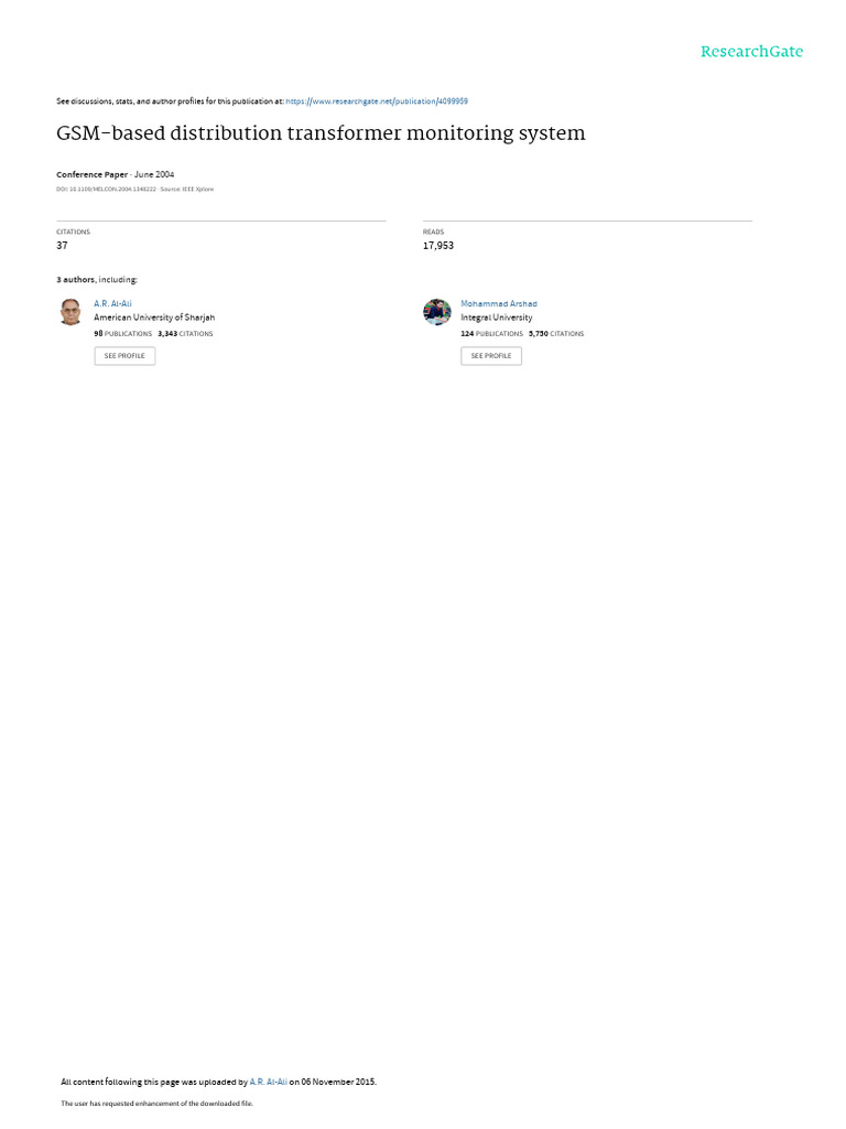 1 GSM BasedDistributionTransformer | PDF | Transformer | Embedded System