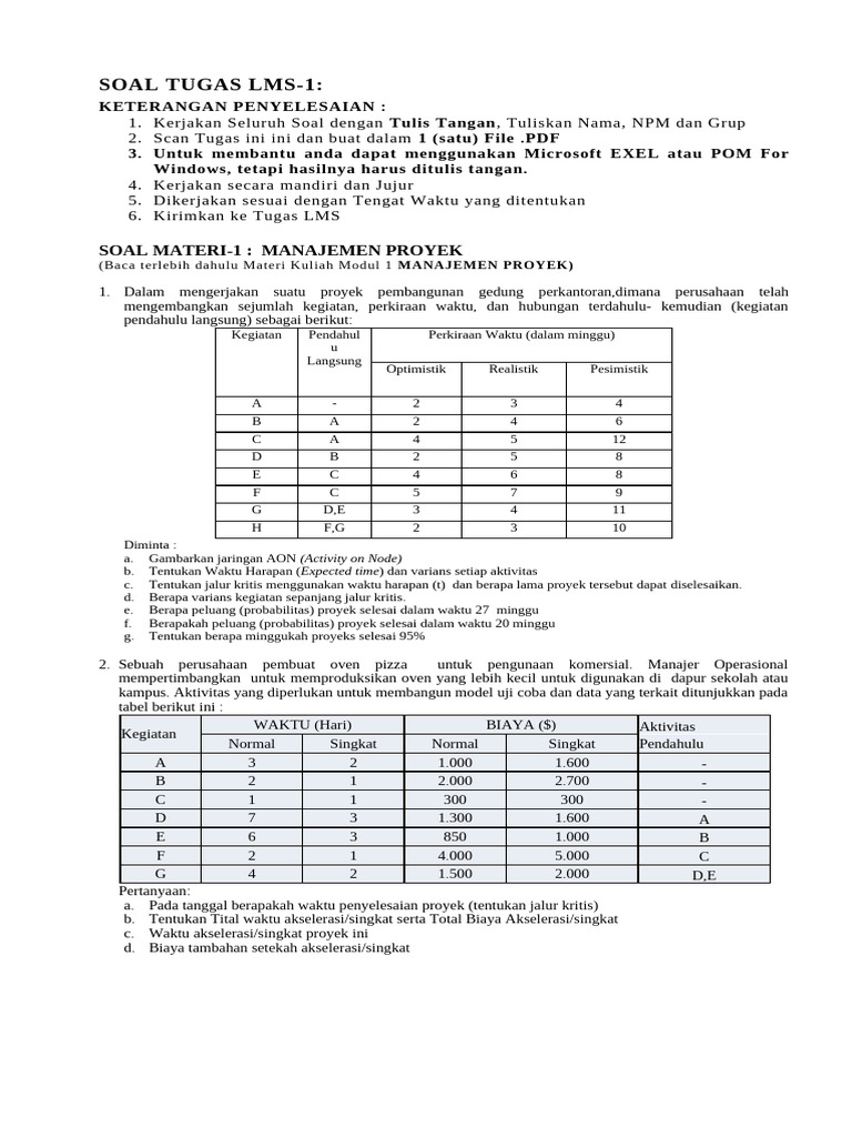 Soal Tugas LMS-1 | PDF