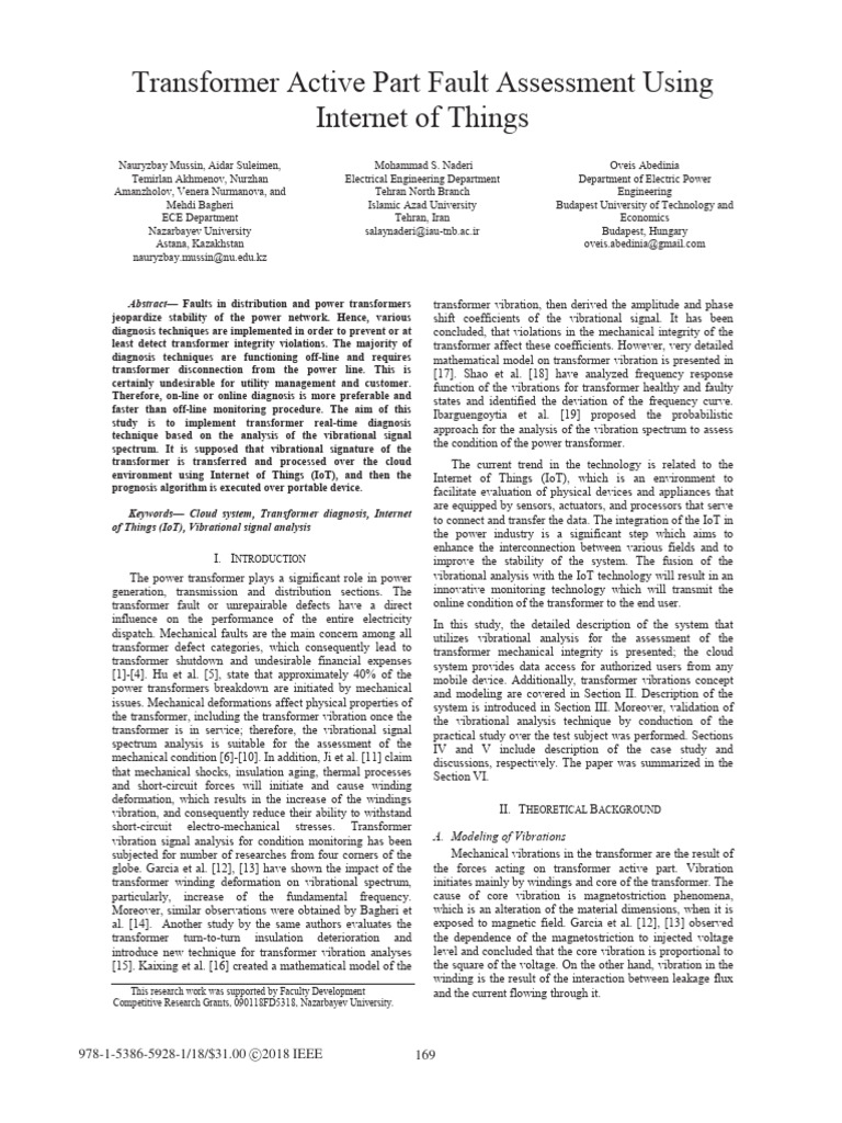 Transformer Active Part Fault Assessment Using Internet of Things | PDF ...