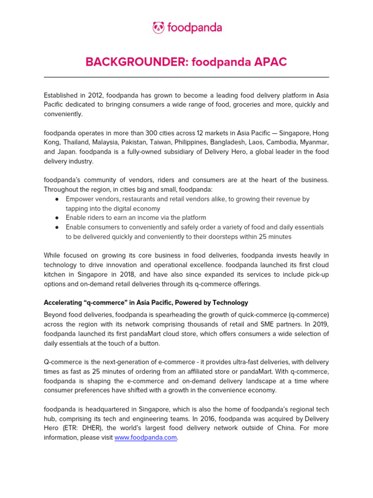 EN-Backgrounder-foodpanda-APAC | PDF