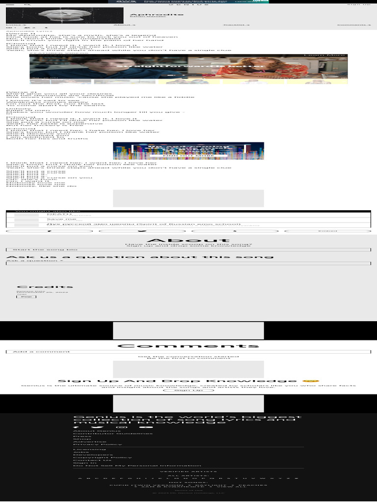 Ethan Gander - Aphrodite Lyrics Genius Lyrics | PDF