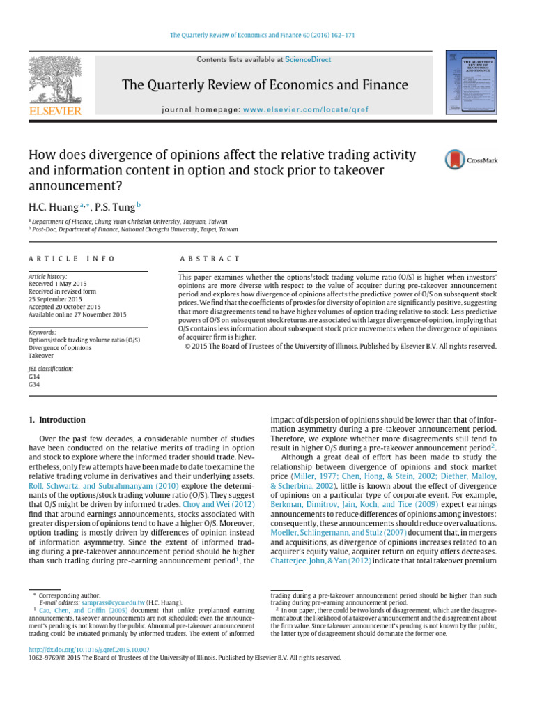 How Does Divergence of Opinions Affect The Relative Trading Activity ...